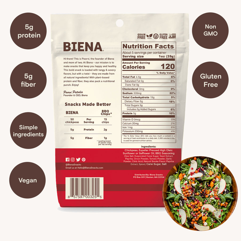 Barbeque Roasted Chickpeas | Biena Crunchy Chickpea Snacks - Biena Snacks